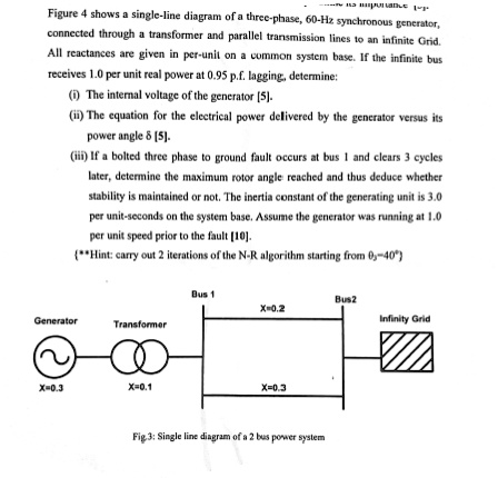 SOLVED: Figure 4 shows a single-line diagram of a three-phase, 60-Hz synchronous generator ...