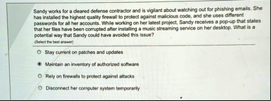 sandy works for a cleared defense contractor and is vigilant about ...