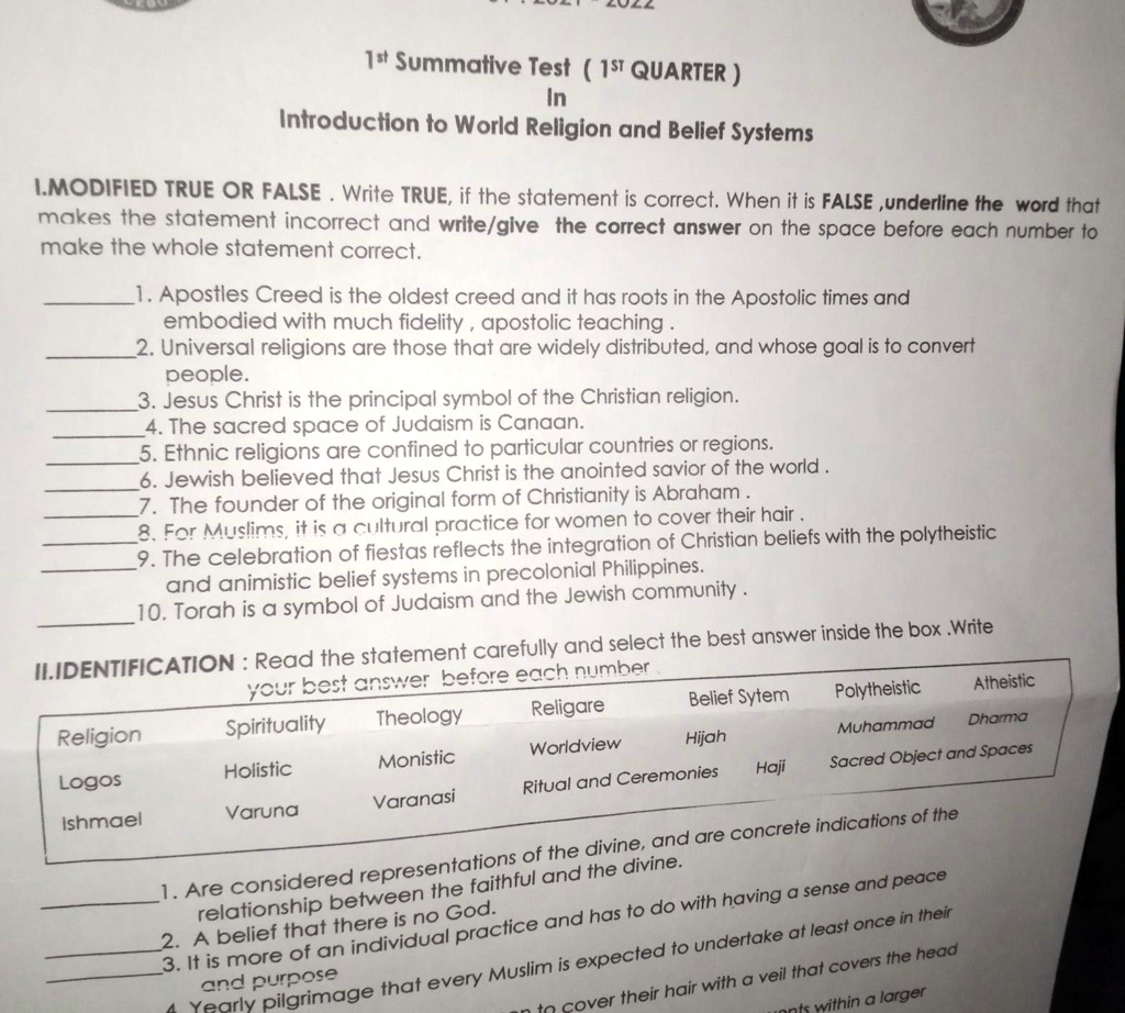 pls pasagot po sige na ist summative test 1st quarter in introduction ...