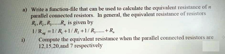 Write a function-file that can be used to calculate the equivalent ...