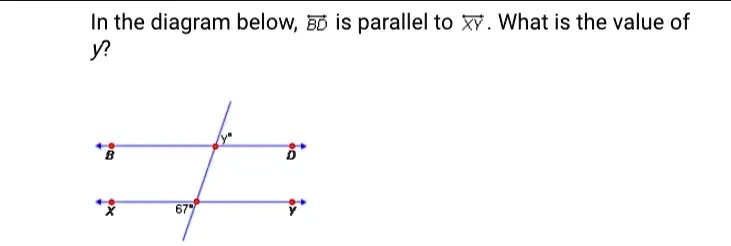 In the diagram below, BD is parallel to XY. What is the value of y?