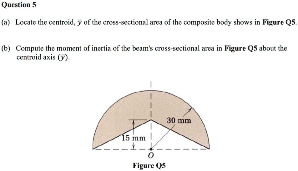 Question 5 (a) Locate the centroid, y̅ of the cross-sectional area of ...