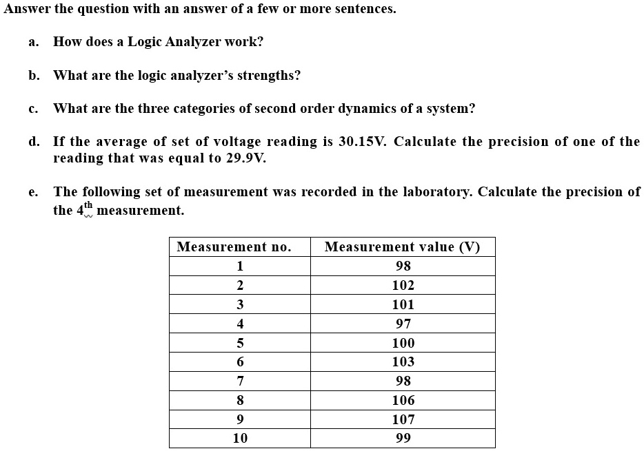 SOLVED: a. How does a Logic Analyzer work? b. What are the logic ...