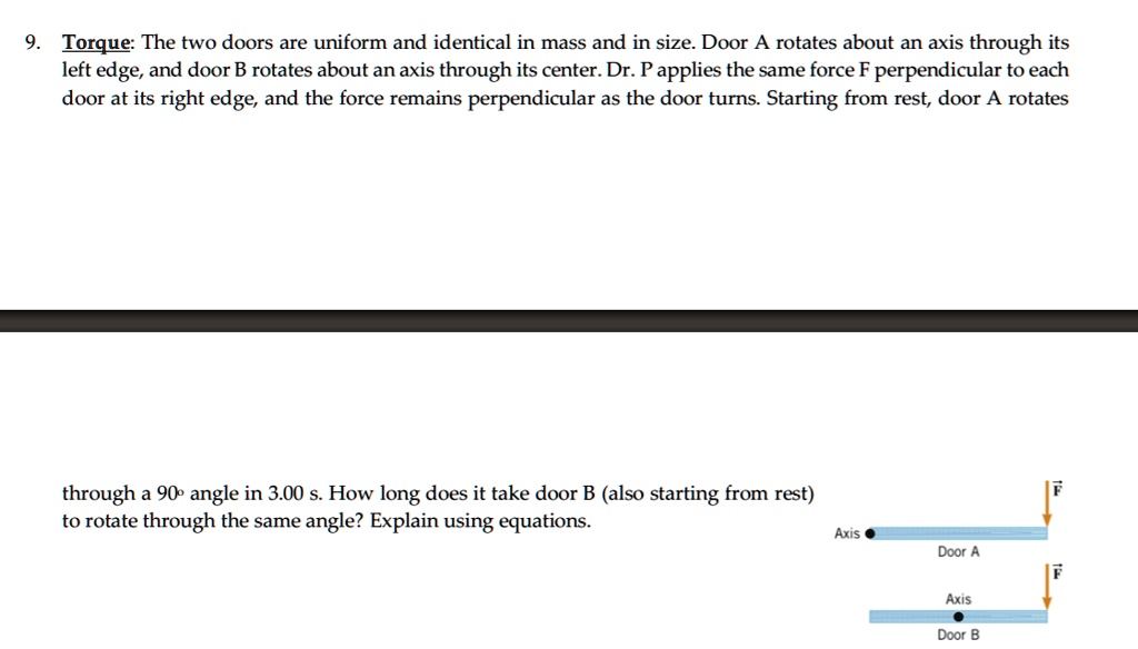 9. Torque: The two doors are uniform and identical in mass and in size ...