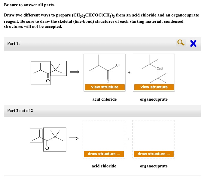 SOLVED: Draw two different ways to prepare (CH3)CHCOC(CH3) from an acid ...