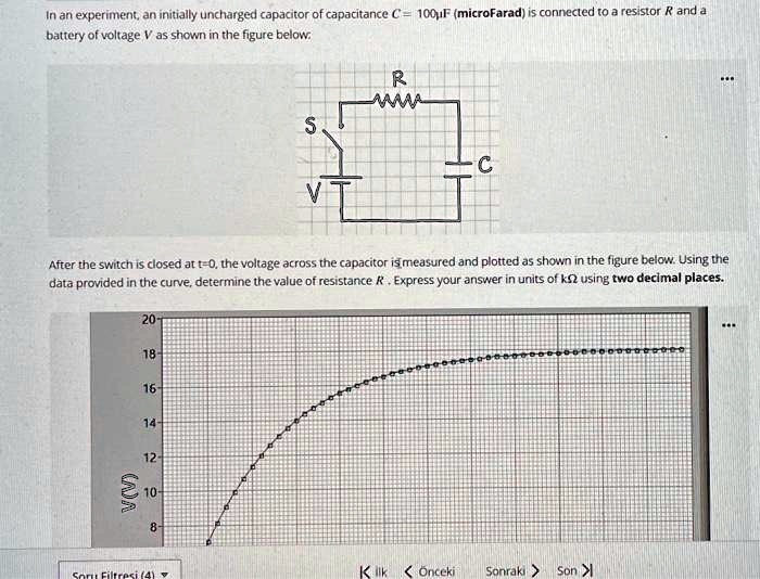 SOLVED: In an experiment, an initially uncharged capacitor of ...
