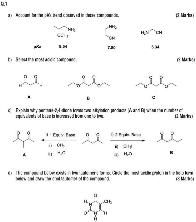SOLVED: Account for the pKa trend observed in these compounds: Marks NH2 NH2 OCH3 H2N CN CN pKa ...