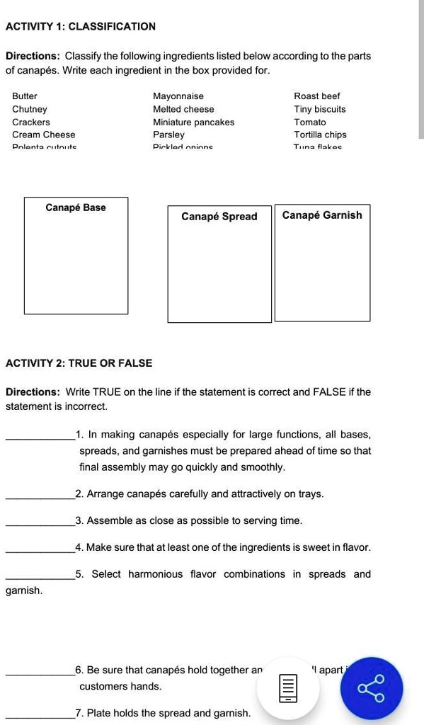 SOLVED: 'classify the following ingredients listed below according to ActivITY 1: CLASSIFICATION ...