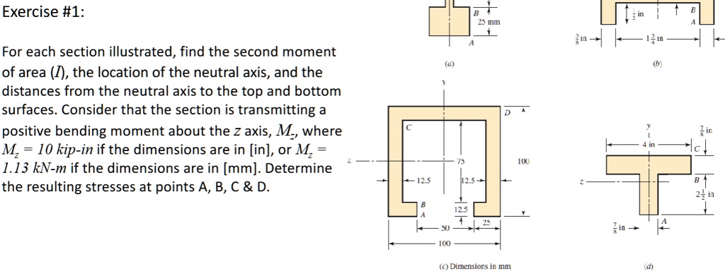 exercise 1 for each section illustrated find the second moment of area ...