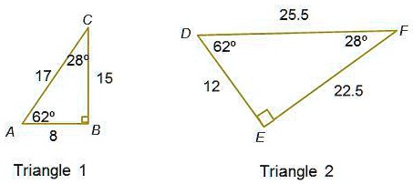 SOLVED: 'Triangles 1 and 2 are similar. What ratio relates a side ...