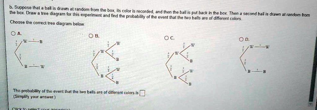 SOLVED: Suppose that a ball is drawn at random 6om the box. the box Draw its color tree diagram ...