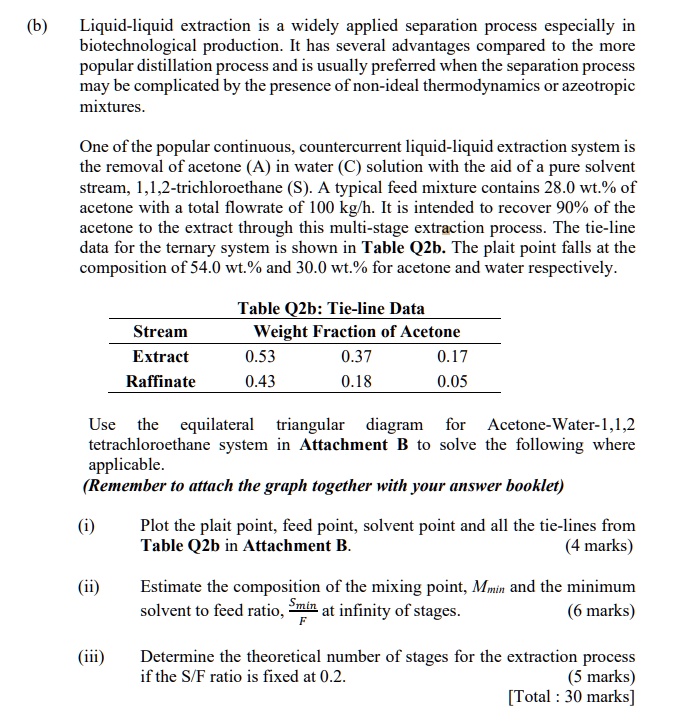 SOLVED: Liquid-liquid extraction is a widely applied separation process, especially in ...