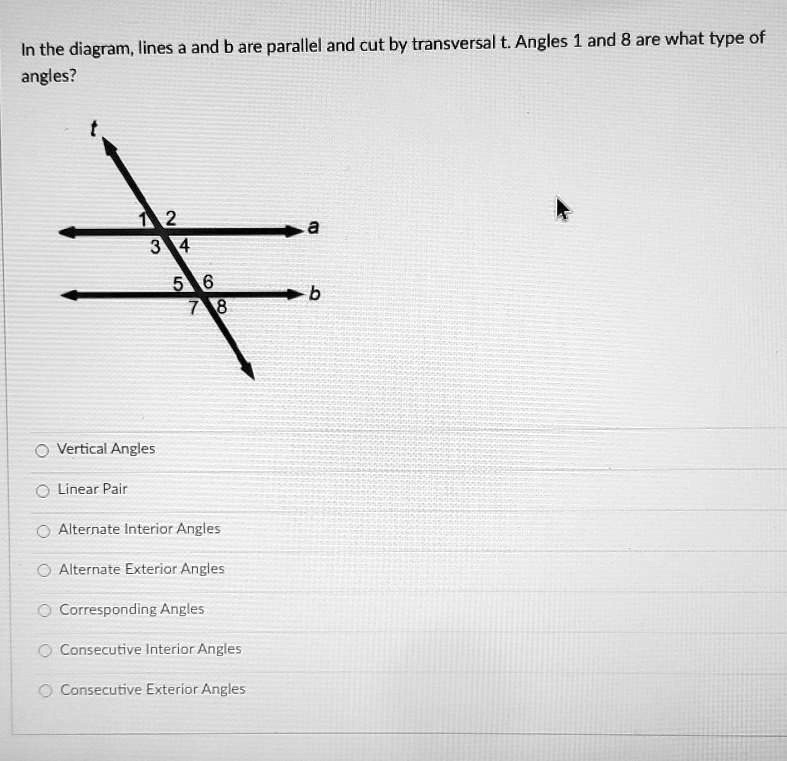 SOLVED: Assignment name: Identify angles In the diagram, lines a and b ...