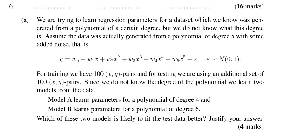 SOLVED: We are trying to learn regression parameters for a dataset which we know was generated ...