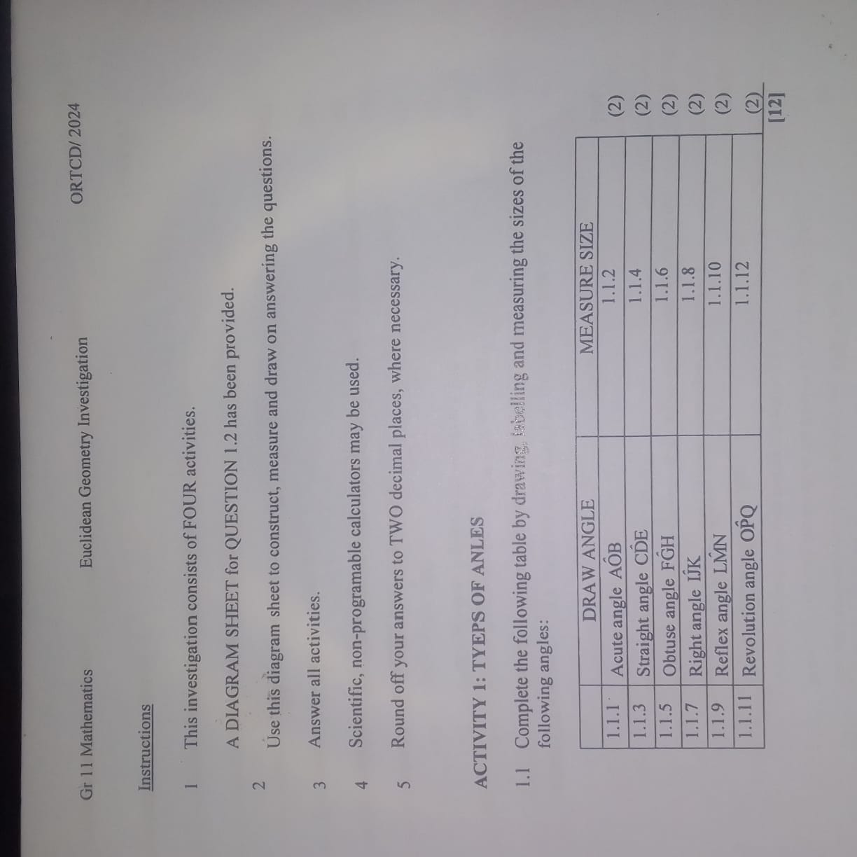 gr 11 mathematics euclidean geometry investigation ortcd 2024 ...