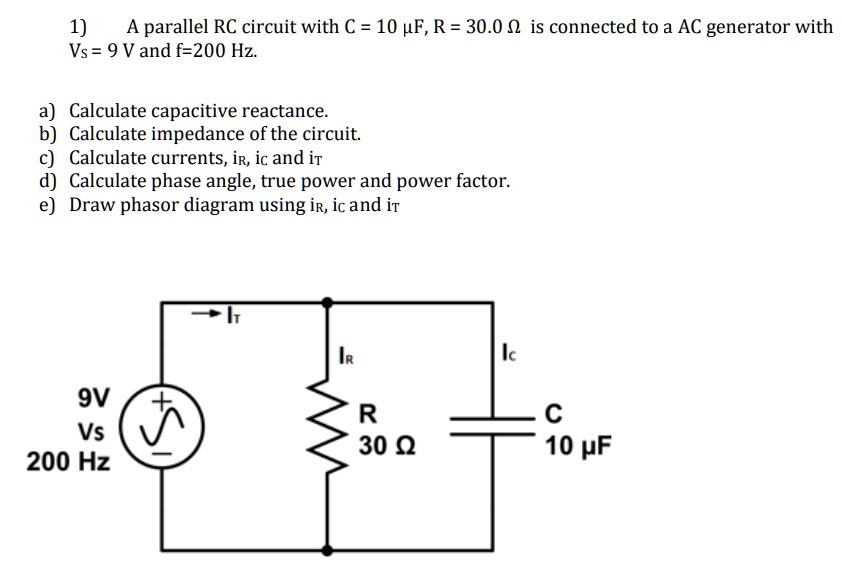 1 A Parallel Rc Circuit With C 10 µf R 30 0 Is Connected To A