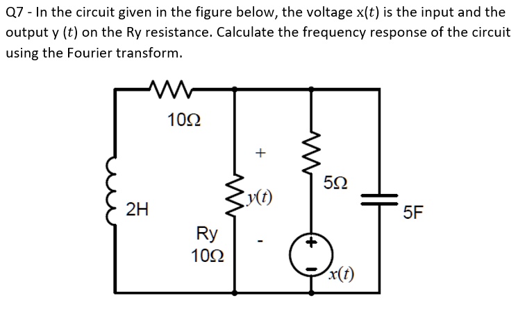 SOLVED: Q7 - In the circuit given in the figure below, the voltage x(t) is the input and the ...
