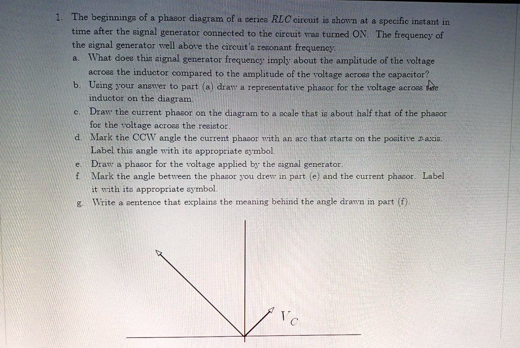 SOLVED: The beginnings of a phasor diagram of a series RLC circuit is ...