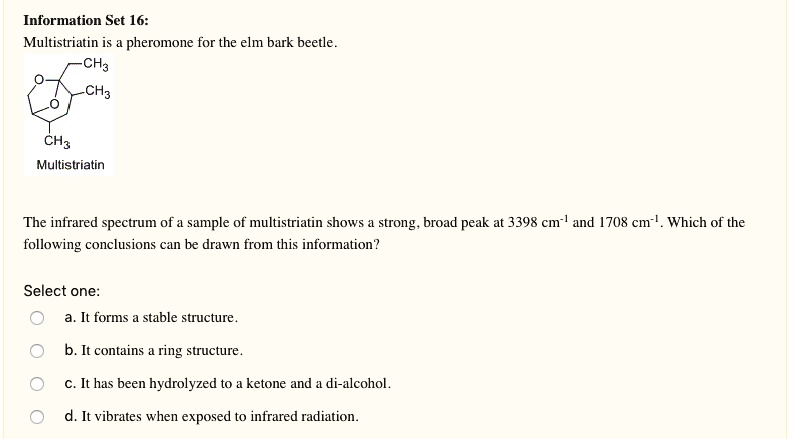 SOLVED:Information Set 16: Multistriatin is pheromone for the elm bark ...