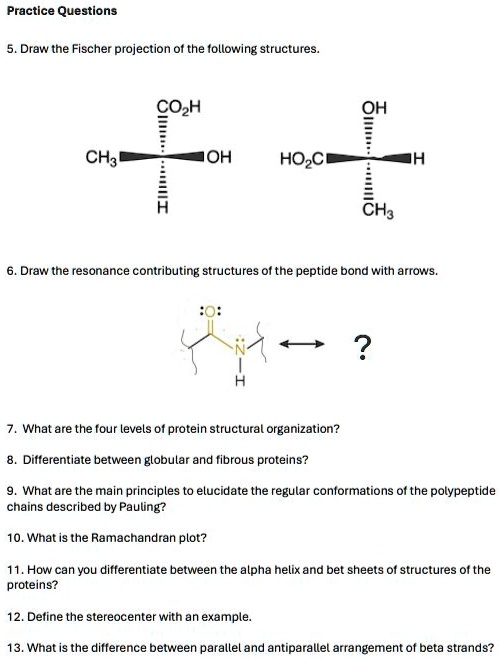 Draw the Fischer projection of the following structures. Draw the ...