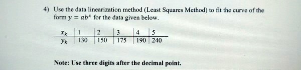 use the data linearization method least squares method to fit the curve ...