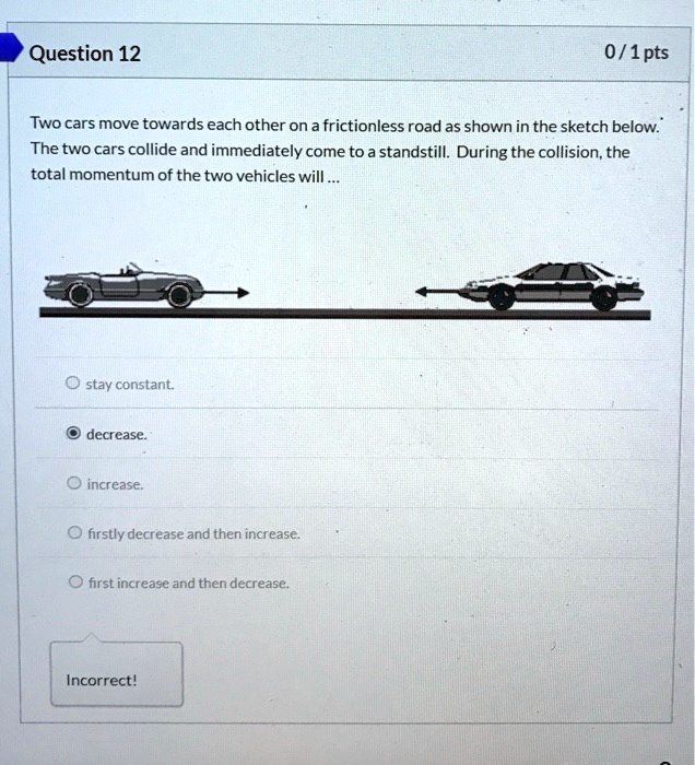 question 12 01pts two cars move towards each other on a frictionless ...