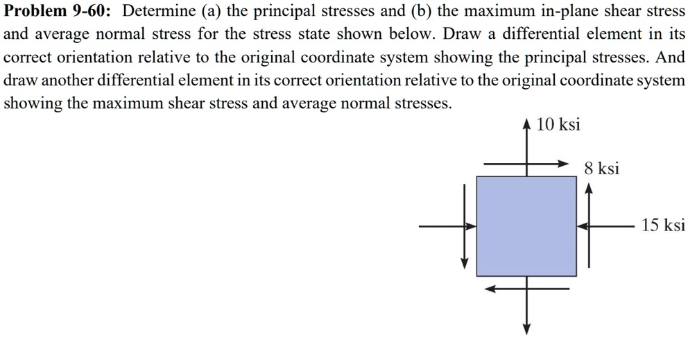 Problem 9-60: Determine (a) the principal stresses and (b) the maximum ...