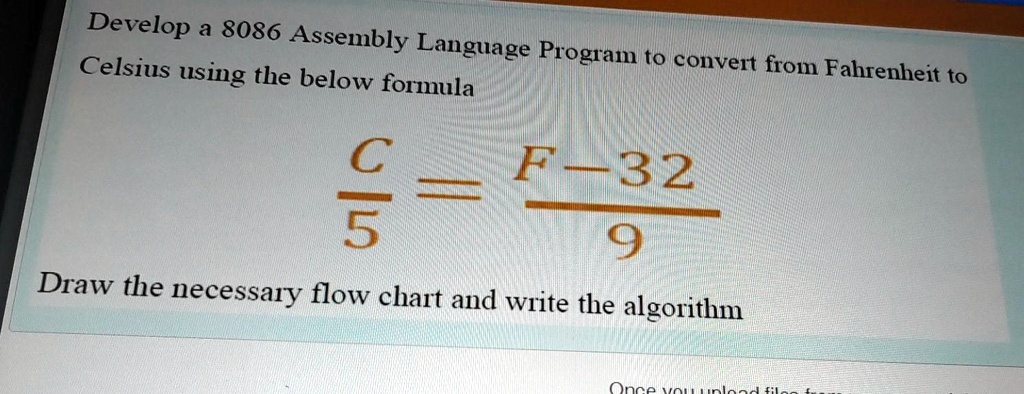 SOLVED: Develop 8086 Assembly Language Celsius Program using to convert ... SOLVED: Develop 8086 Assembly Language Celsius Program using to convert ...