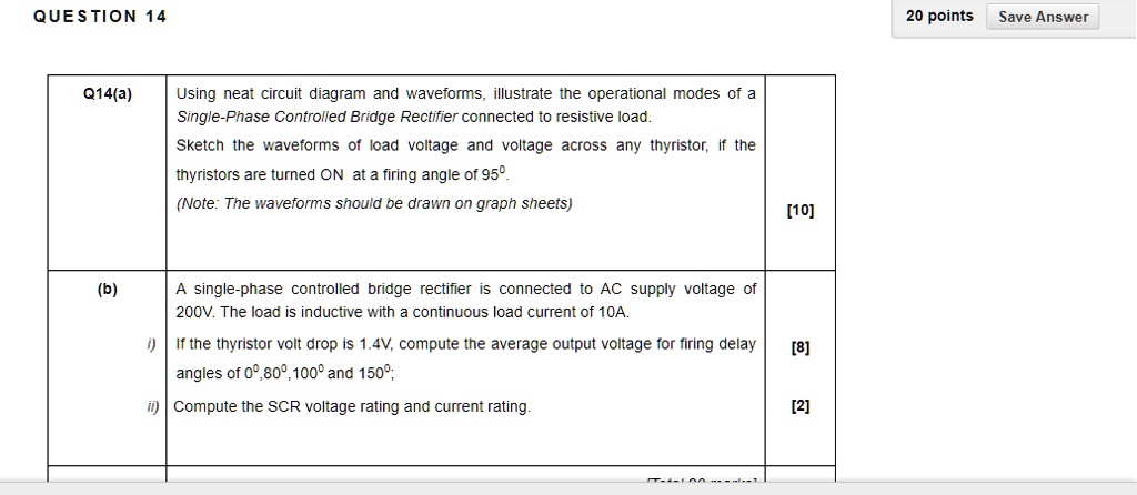 SOLVED: QUESTION 14 20 points Save Answer Q14(a) Using a neat circuit ...