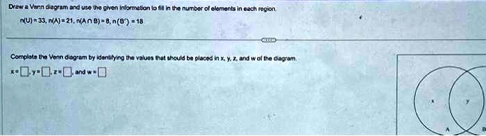 Draw a Venn diagram and use the given information to fill in the number of elements in each ...