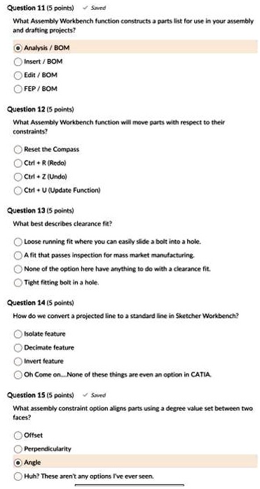 SOLVED: Question 11 (5 points) Saved: What Assembly Workbench function ...