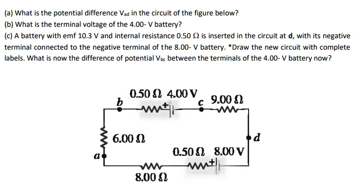 (a) What is the potential difference Vad in the circuit of the figure ...