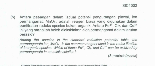SIC1002 (b) Antara pasangan dalam jadual potensi pengurangan piawai ...