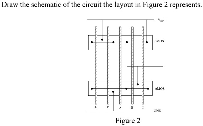 SOLVED: Text: Draw the schematic of the circuit that the layout in ...