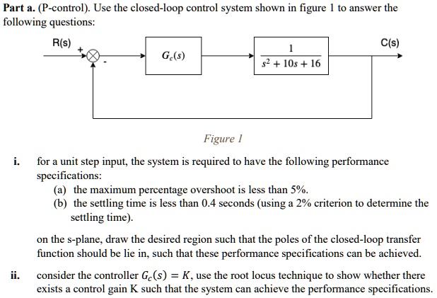 SOLVED: Part a. (P-control). Use the closed-loop control system shown in Figure 1 to answer the ...