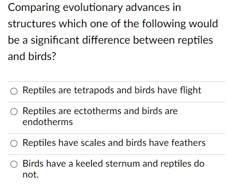 SOLVED: Comparing evolutionary advances in structures which one of the ...