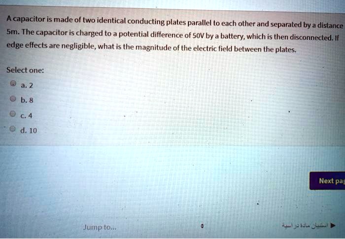SOLVED: A capacitor is made of two identical conducting plates parallel ...