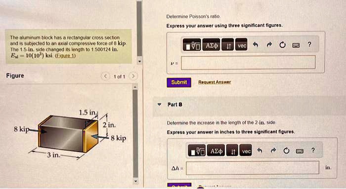 SOLVED: Determine Poisson's ratio. Express your answer using three ...