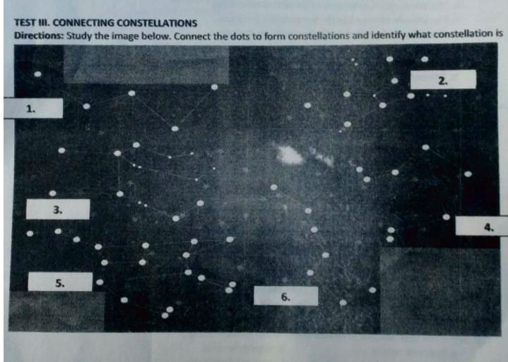 SOLVED: 'Study the image below. Connect the dots to form constellations ...