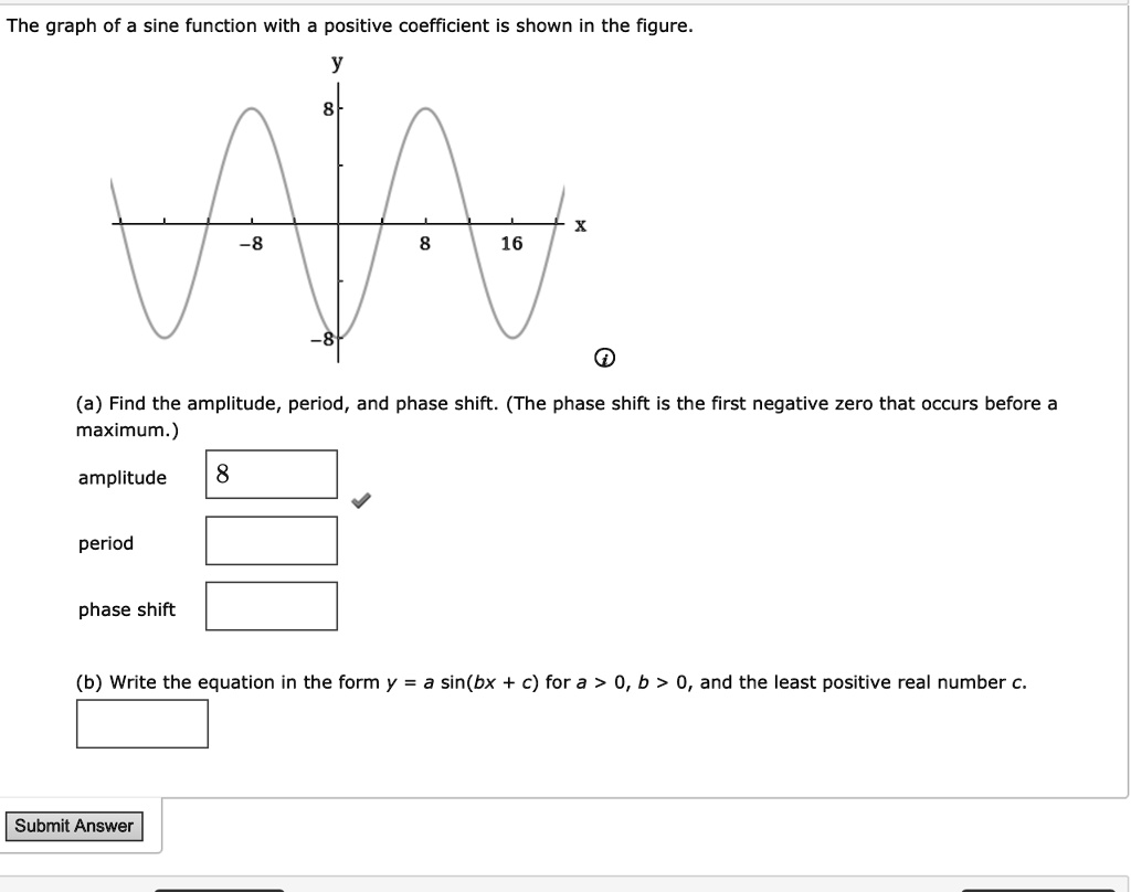 SOLVED: The graph of a sine function with a positive coefficient is ...