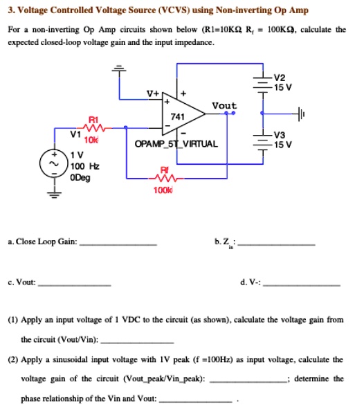 Solved 3 Voltage Controlled Voltage Source Vcvs Using Non Inverting 5776