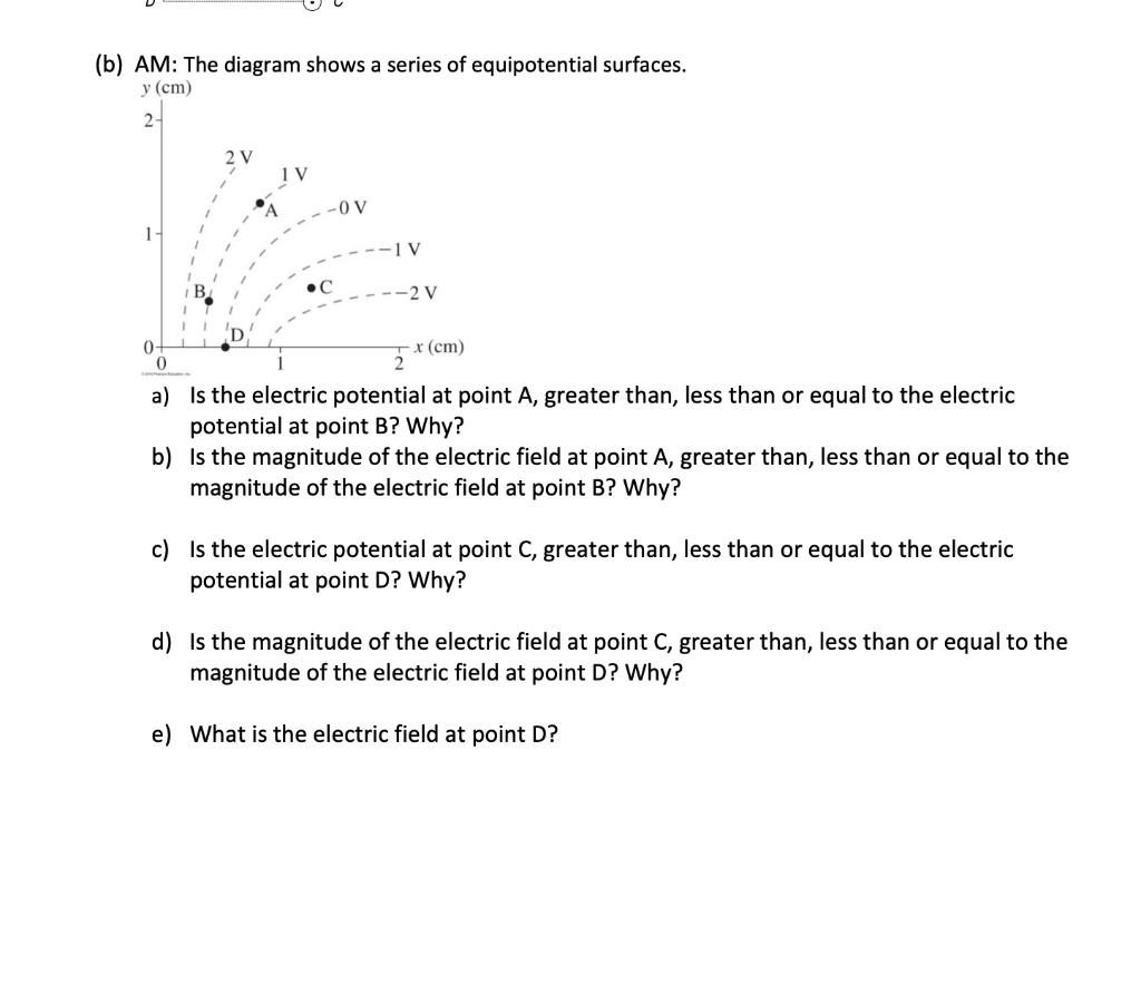 b am the diagram shows a series of equipotential surfaces cm 0 v 2v cm ...