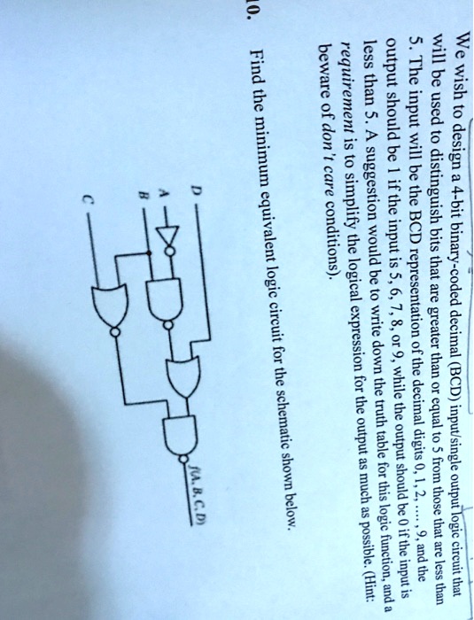 SOLVED: R D beware of don't care conditions). Find the minimum equivalent logic circuit for the ...