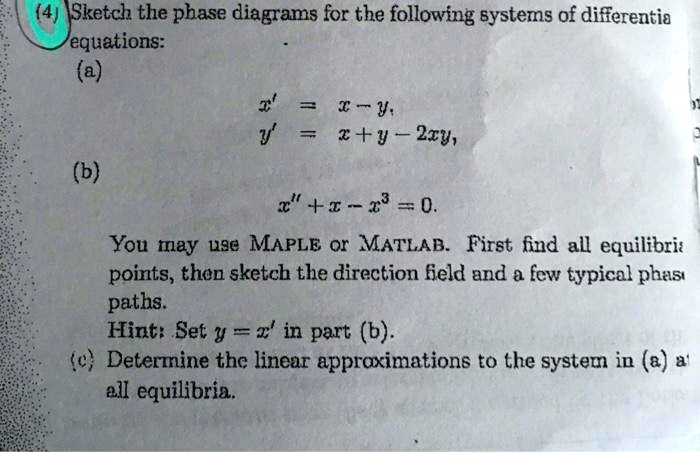 SOLVED:[Sketch the phase diagrams for the following systers of ... SOLVED:[Sketch the phase diagrams for the following systers of ...