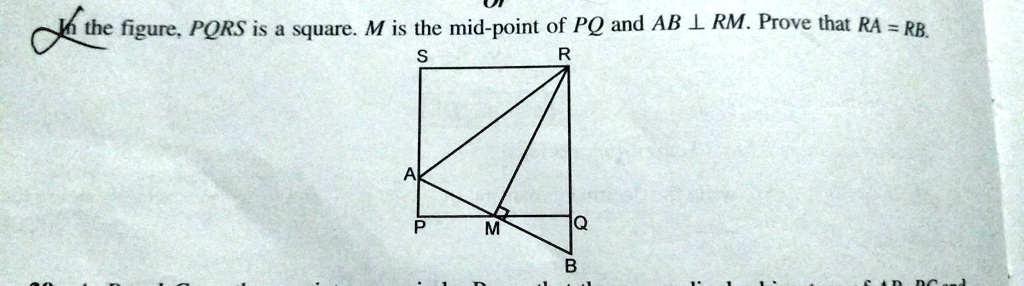 In the figure, PQRS is a square. M is the mid-point of PQ...