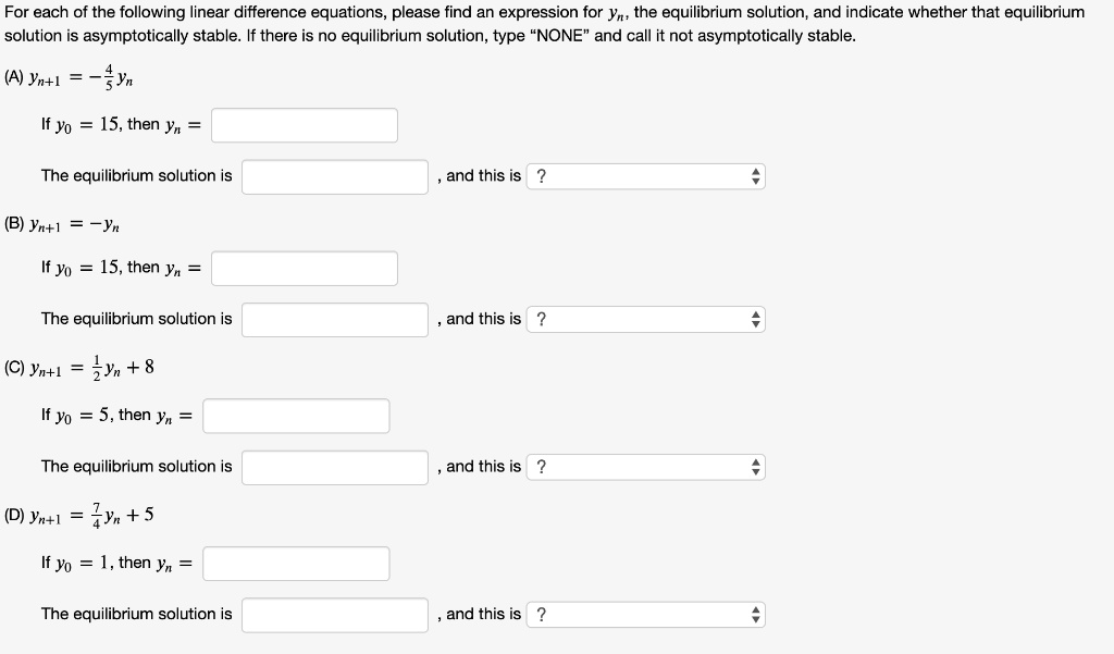 SOLVED: For each of the following linear difference equations; please ...