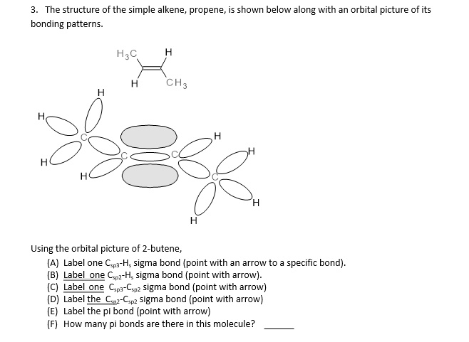 SOLVED: The structure of the simple alkene propene; shown below along ...