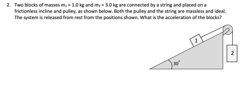 [GET ANSWER] 2. Two blocks of masses m1 = 1.0 kg and m2 = 3.0 kg are connected by a string and ...