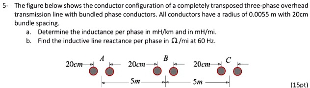 the figure below shows the conductor configuration of a completely transposed three phase ...