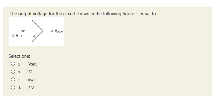 the output voltage for the circuit shown in the following figure is equal to o vout 2 v o select ...